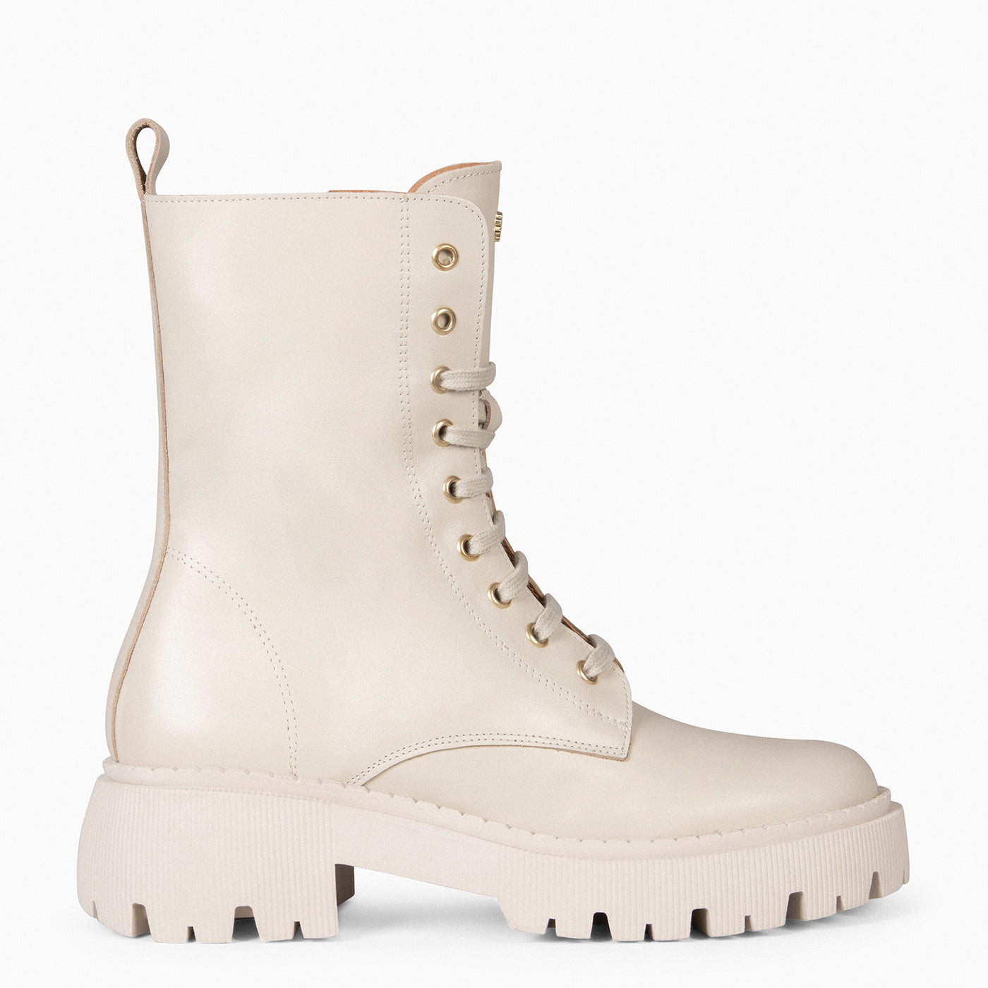 HALEN - Botas militares plataforma track BEIGE | miMaO