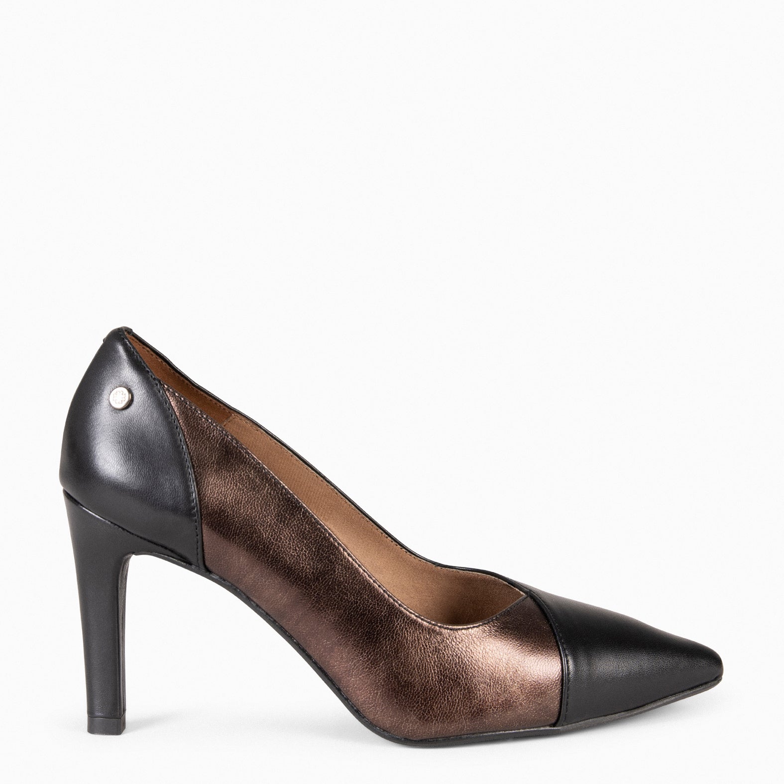 GLAM NIGHT– ZAPATOS ELEGANTES DE TACÓN ALTO NEGRO COBRE | miMaO