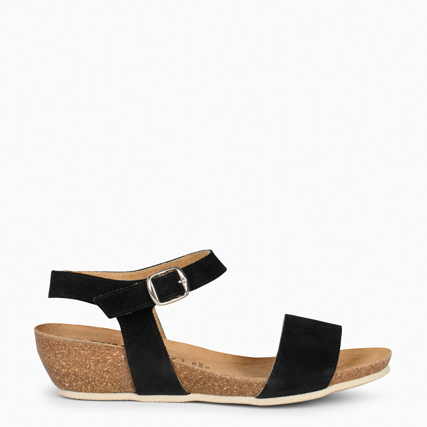 OAK - BLACK BIO Suede wedge sandals | miMaO