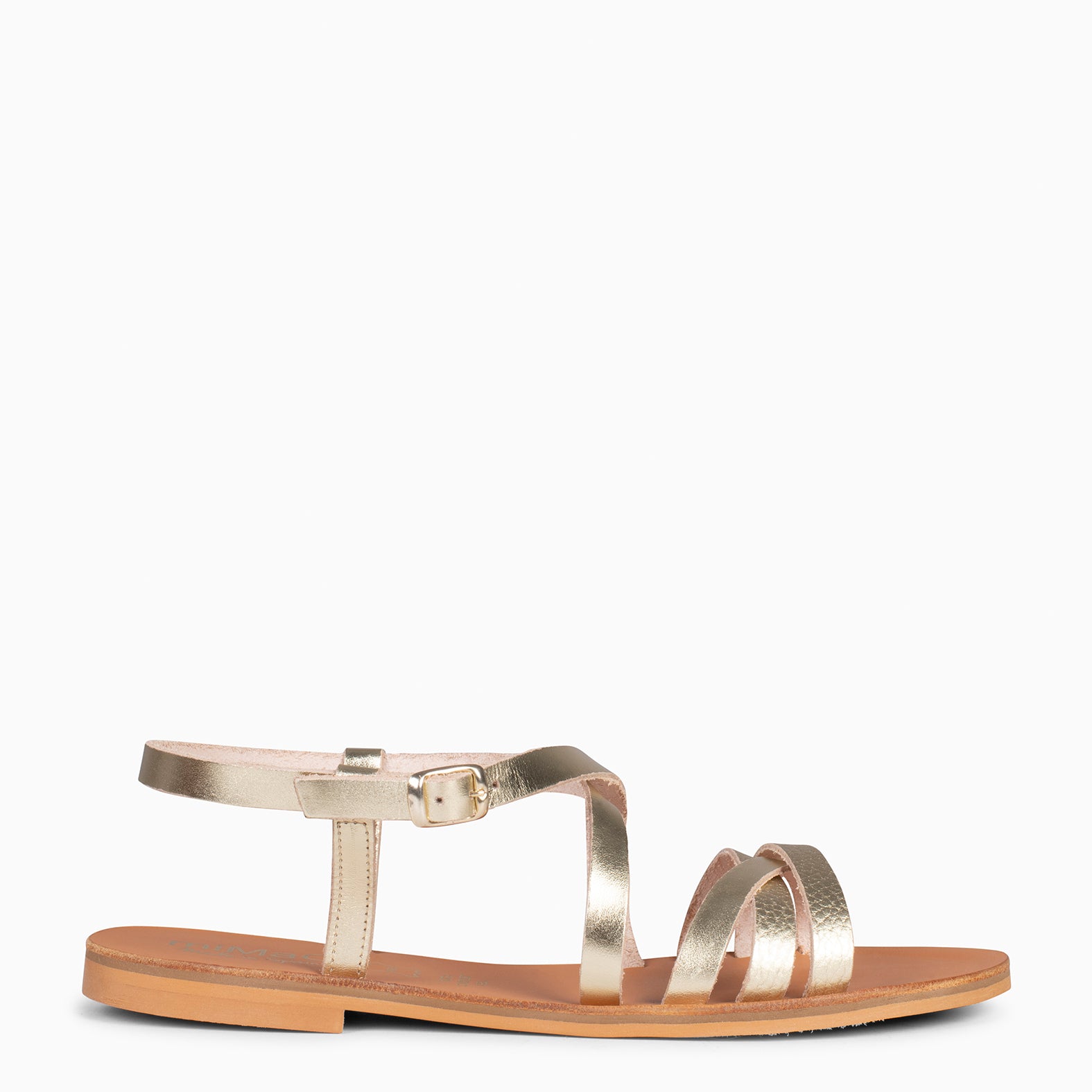 IXORA – GOLD flat sandals with buckle | miMaO